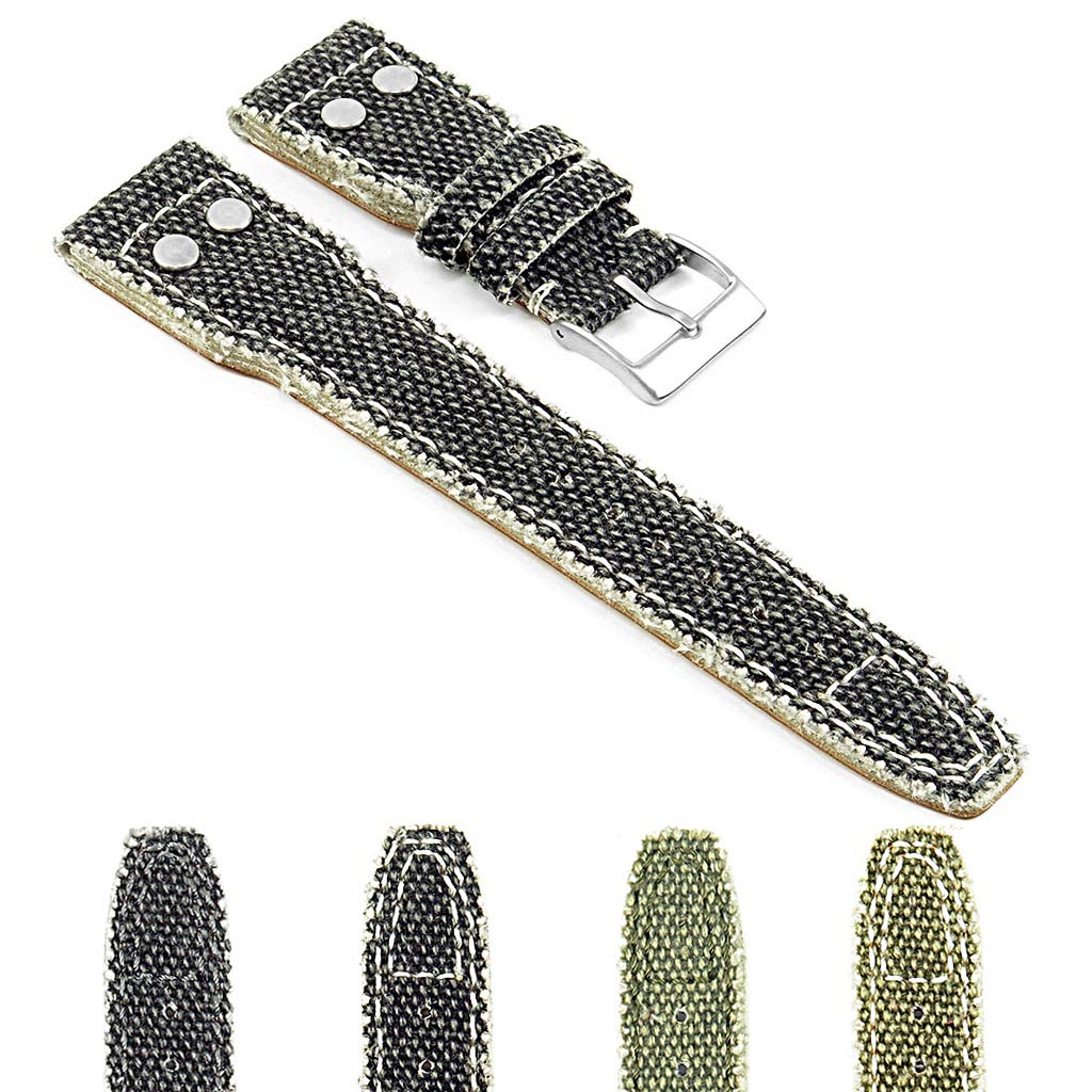 DASSARI Weave Frayed Edge Canvas Strap w/ Rivets | StrapsCo