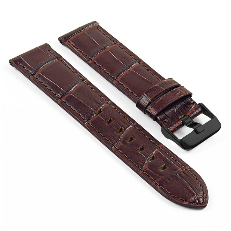20mm Croc Embossed Italian Leather Smart Watch Strap | StrapsCo