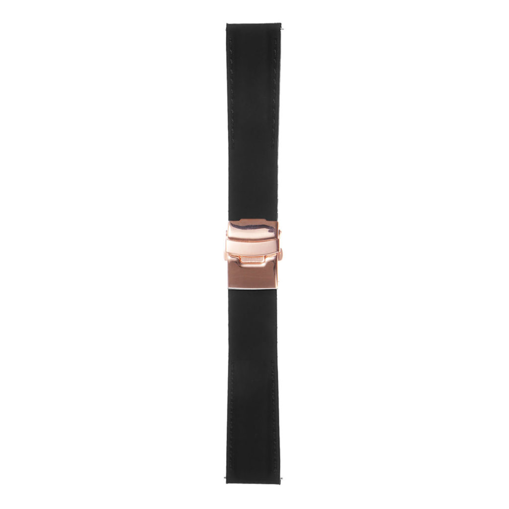 Rubber Strap with Stitching & Rose Gold Clasp - Quick Release | StrapsCo