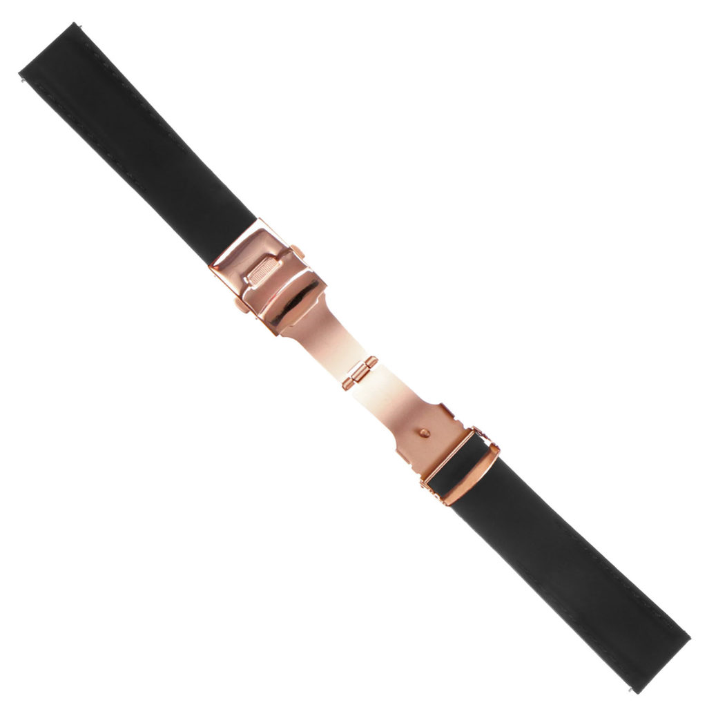Rubber Strap with Stitching & Rose Gold Clasp - Quick Release | StrapsCo