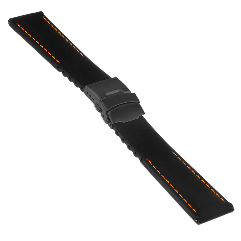 Rubber Strap with Stitching & Matte Black Clasp - Quick Release | StrapsCo
