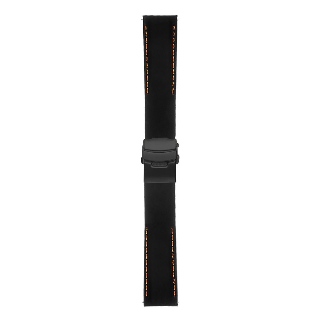 Rubber Strap with Stitching & Matte Black Clasp - Quick Release | StrapsCo