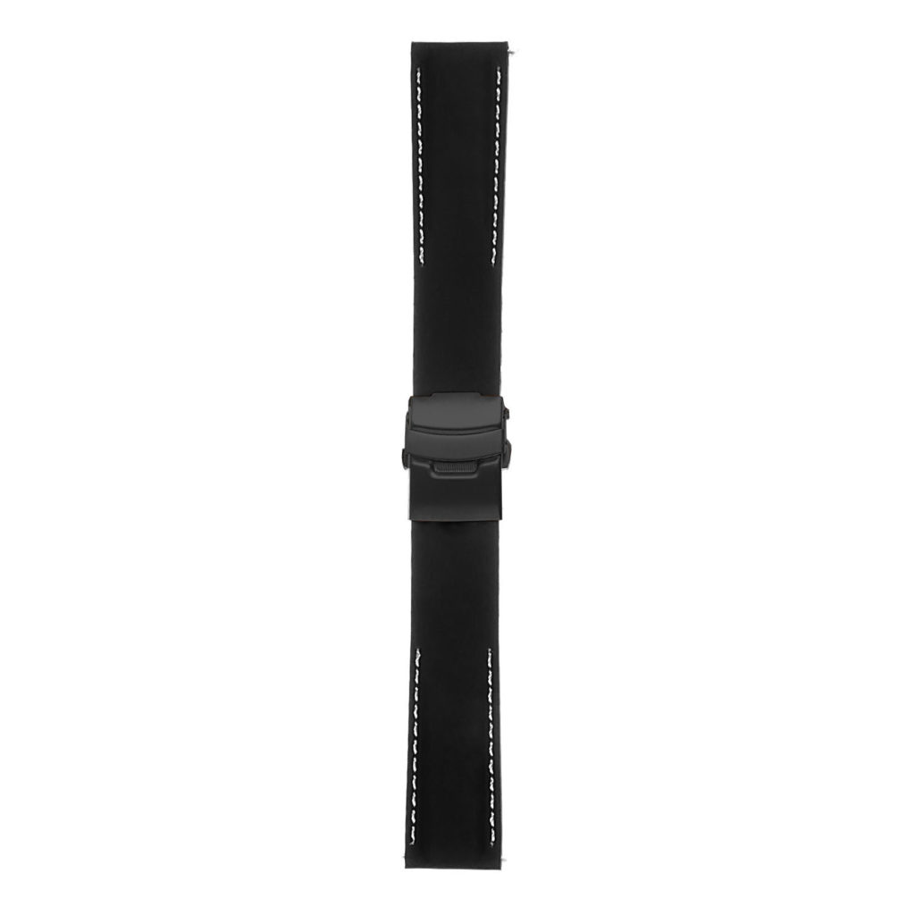 Rubber Strap with Stitching & Matte Black Clasp - Quick Release | StrapsCo