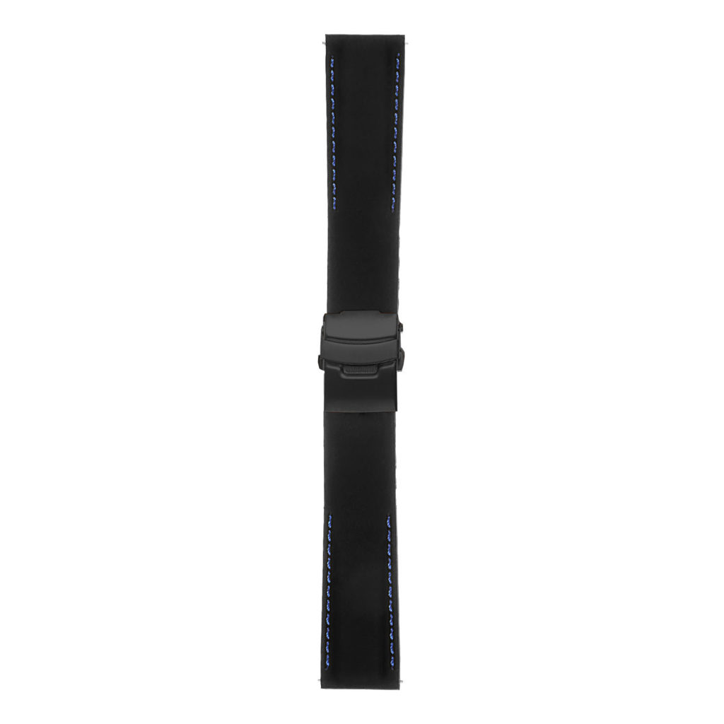 Rubber Strap with Stitching & Matte Black Clasp - Quick Release | StrapsCo