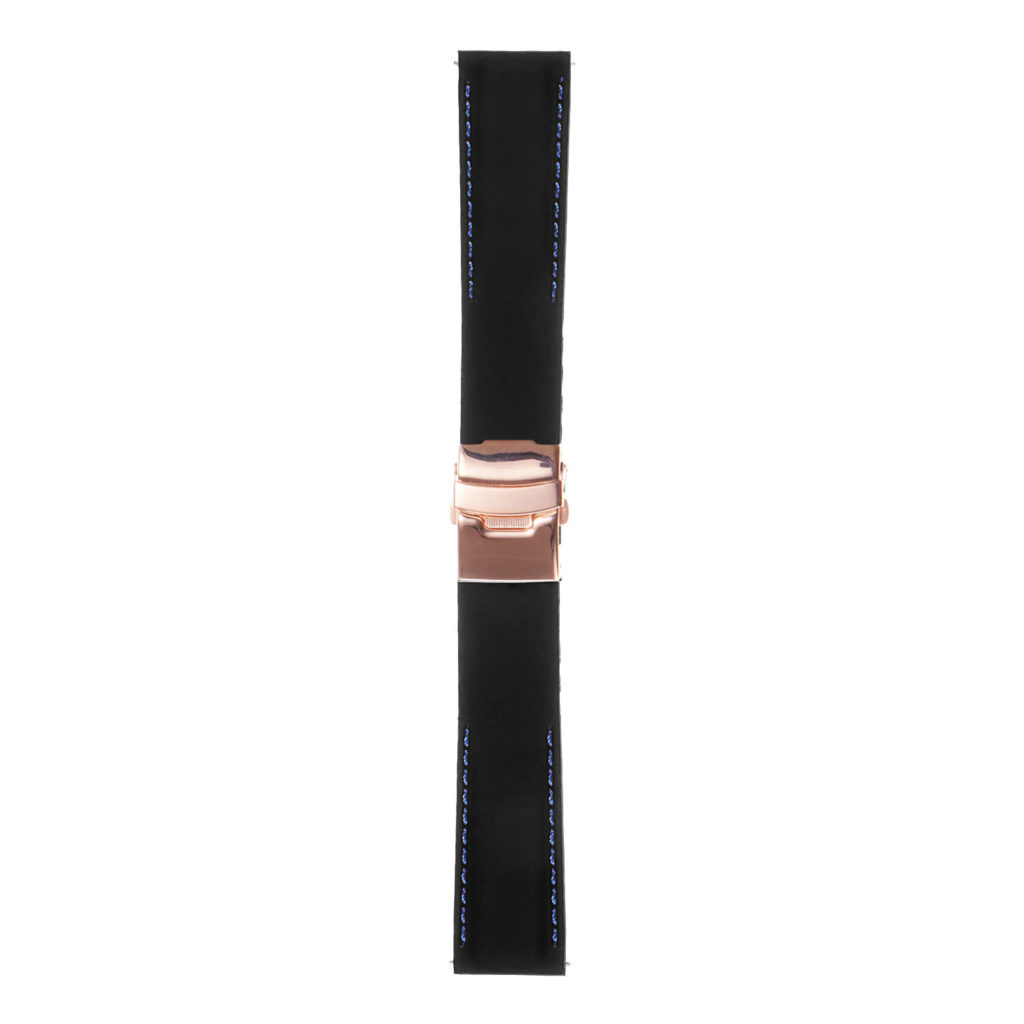 Rubber Strap with Stitching & Rose Gold Clasp - Quick Release | StrapsCo