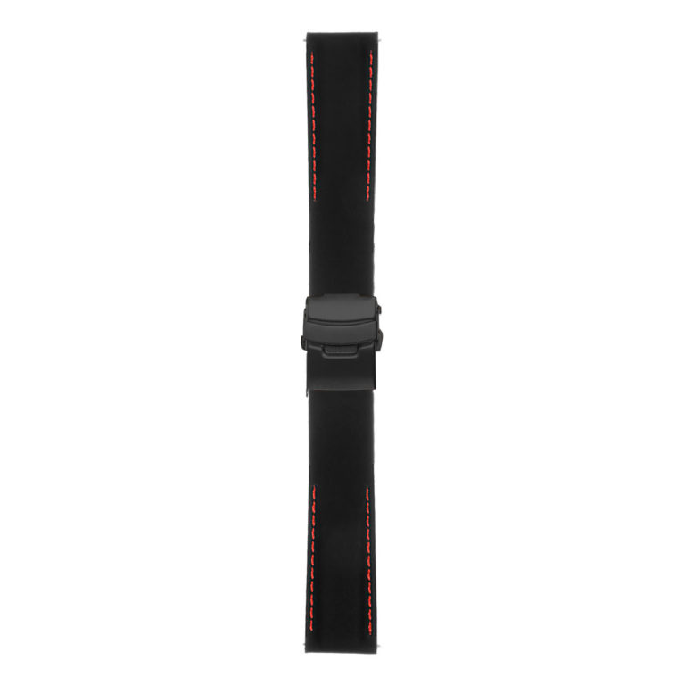 Rubber Strap with Stitching & Matte Black Clasp - Quick Release | StrapsCo