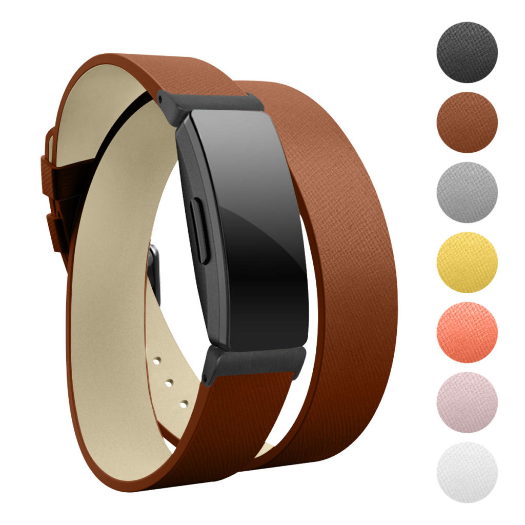 Double Tour Strap w/ Black Buckle For Fitbit Inspire & Inspire HR ...